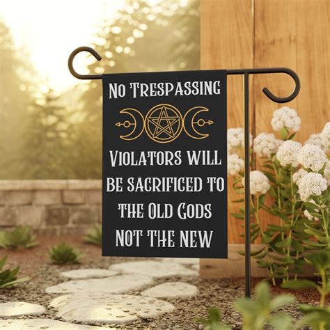 No Trespassing Witch Garden Sign Cottagecore Banner Crystal