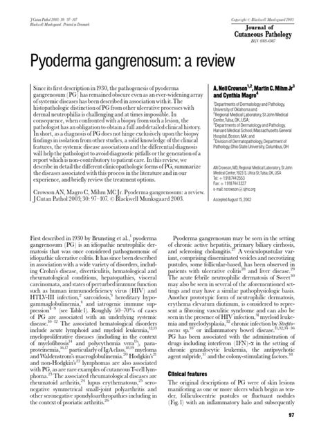 Pyoderma Gangrenosum A Review Cutaneous Pathology Pdf