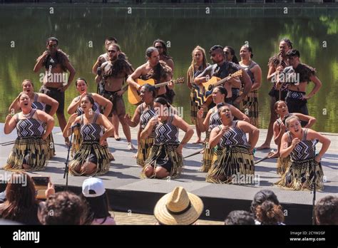 New Zealand Maori Men And Women Of A Kapa Haka Traditional Dance