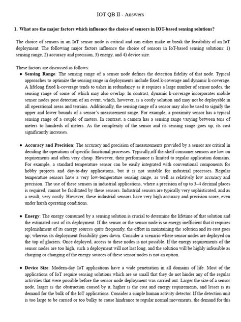 Iot Qb Ii Answers Pdf Actuator Internet Of Things