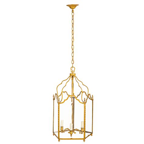 A Gilt Metal Lantern 20th Century Defects Some Glasses To Be Fixed