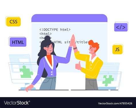 Web Development Teamwork Concept Royalty Free Vector Image