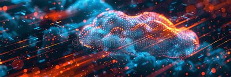 An Abstract Digital Representation Of Data Processing And Ai Operations Within A Cloud