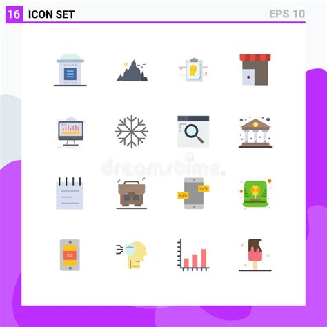 16 Universal Flat Color Signs Symbols Of Shop Institute Building Nature Building File Stock