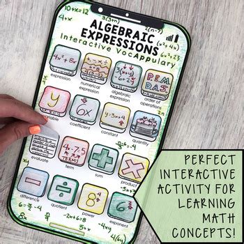Algebraic Expressions Algebra Activity Interactive VocAPPulary Math