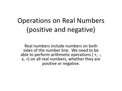 Operations On Real Numbers