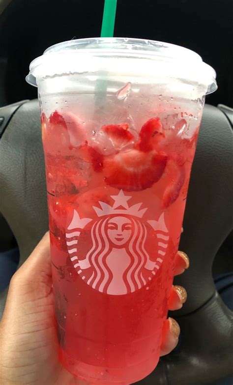 Starbucks Strawberry Refresher Healthy Starbucks Drinks Starbucks