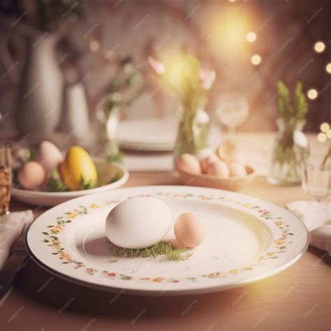 Premium Photo Master Chef Easter Dinner On A Light Ceramic Plate Culinary Artistry At Its Finest