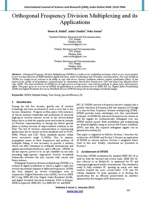Orthogonal Frequency Division Multiplexing And Its Applications Pdf