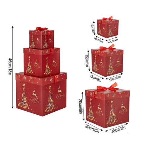 Actoyo Christmas Nesting T Boxes Decorative Stackable Paper Boxes With Lids 3 Sizes