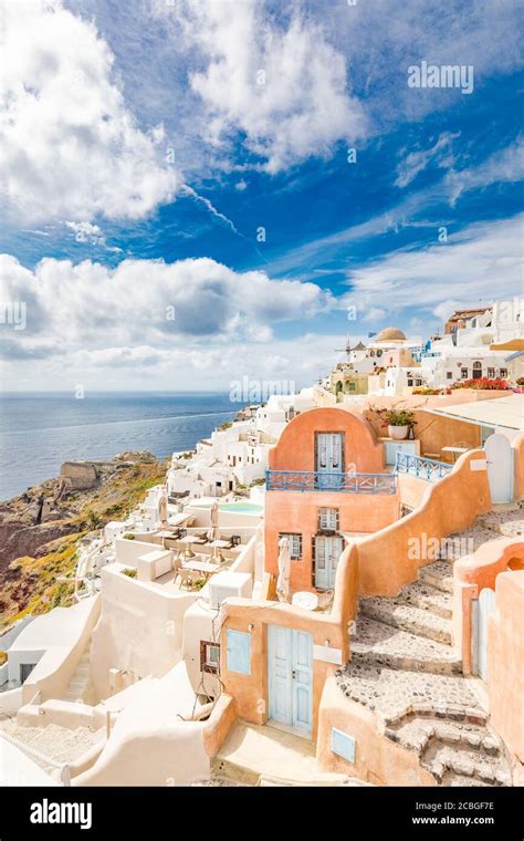 Amazing Travel Scenery Of Santorini Island Tranquil Vacation Summer