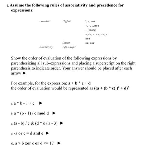 Solved 2 Assume The Following Rules Of Associativity And