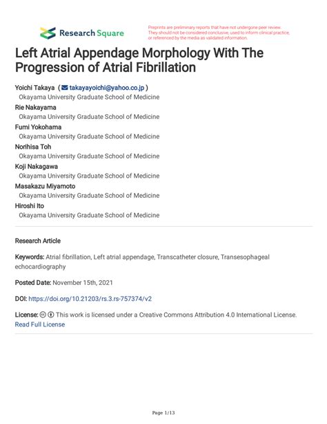 Pdf Left Atrial Appendage Morphology With The Progression Of Atrial