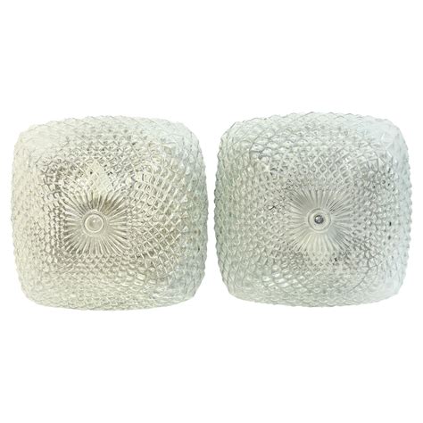 Pair Of Square Bubble Glass Flush Mount Ceiling Lights Limburg Leuchten Germany For Sale At 1stdibs