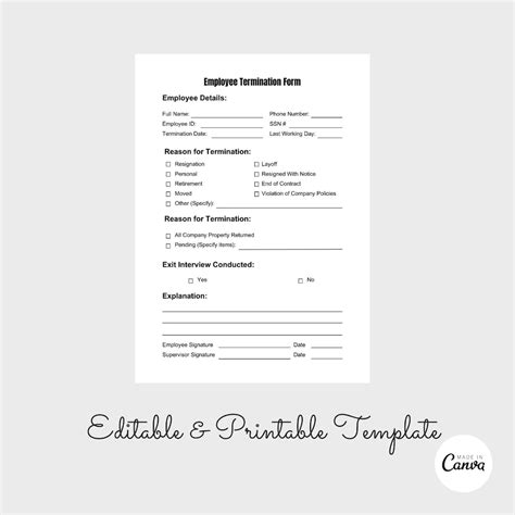Free Printable Employee Termination Form Free Printables