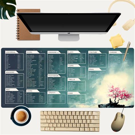 Shortcut Keyboard Mat Excel Cheat Sheet Desk Pad Large Keyboard Pad With Office