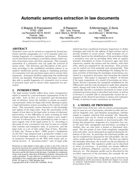 Pdf Automatic Semantics Extraction In Law Documents