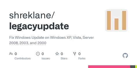 GitHub Shreklane Legacyupdate Fix Windows Update On Windows XP Vista Server And