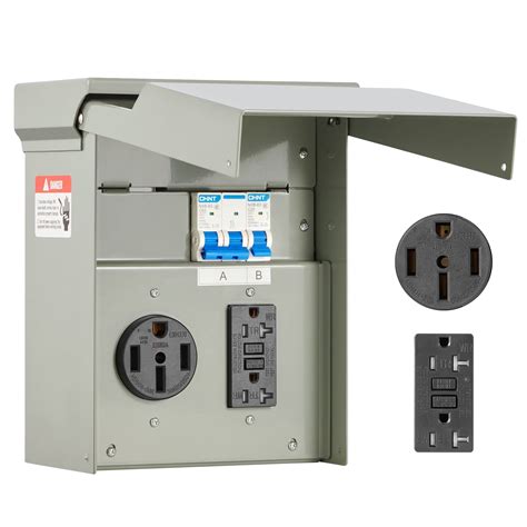 Vevor Temporary Power Outlet Panel 20 50 Amp Rv Ev Weatherproof Nema Gfci Pre Wired Ip54