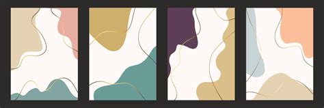 Abstract Backgrounds Isolated In Frames Abstract Set Pastel Colors Various Abstract Shapes