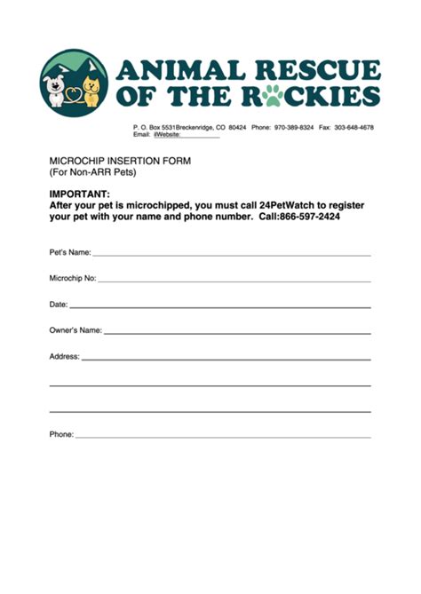 Microchip Insertion Form Printable Pdf Download