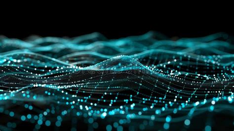 Abstract Network Waveform With Glowing Particles Data Visualization