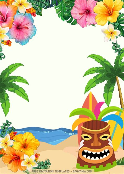Free Hawaiian Luau Pool Party Invitation Templates