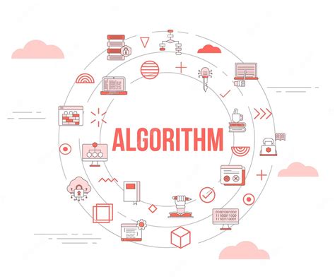 Premium Vector Algorithm Concept With Icon Set Template Banner And Circle Round Shape
