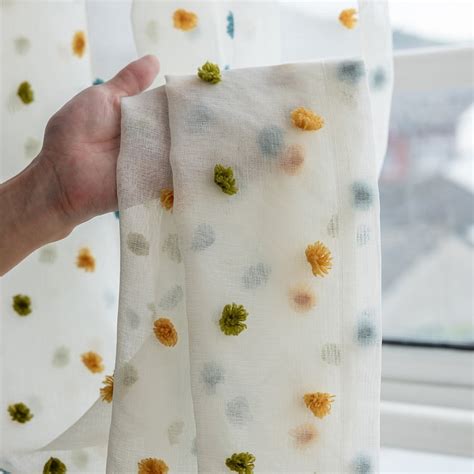 1pcs Curtains Sheer With 3d Pom Pom Light And Airy Translucent Panels
