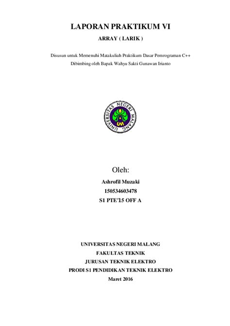 Pdf Laporan Praktikum Vi Array Larik