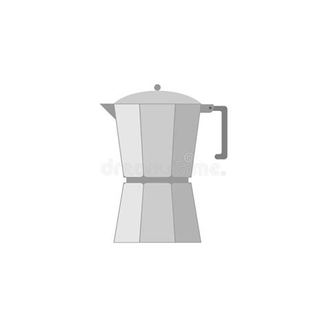 Moka Pot Coffee Maker Flat Design Vector Illustration Classic Coffee Brewing Kettle Stock