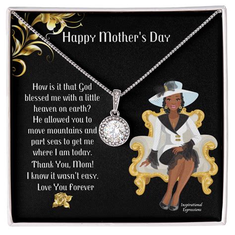 African American Mothers Day Card Eternal Hope Necklace Heaven On