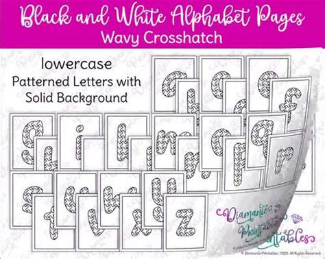 Printable Alphabet Poster Bundle Wavy Crosshatch Bulletin Board Letters
