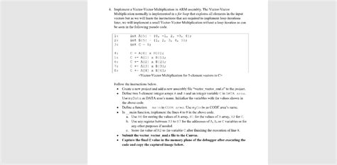 4· Implement A Vector Vector Multiplication In Arm
