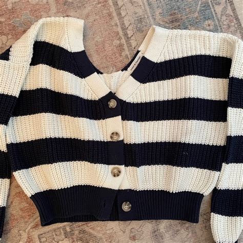 Moon And Madison Sweaters Moon Maidson Navy And White Striped Cotton Cardigan Poshmark