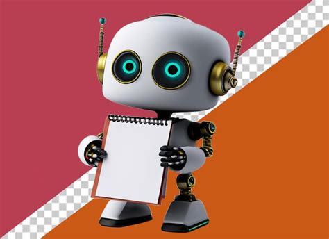 Premium Psd White Robot Holding Book