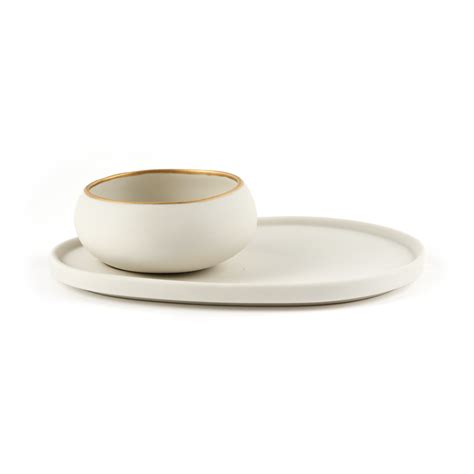 Mezcal Copita And Plate Set White Tuyo Nyc