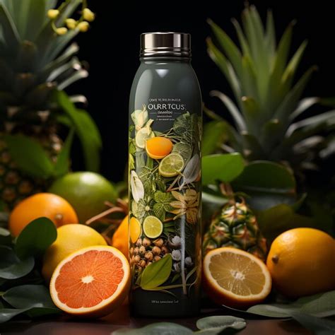 Premium Ai Image A Bottle Of Liquid With A Tropical Fruit On It