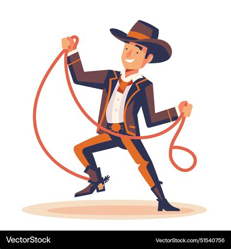 Cheerful Cowboy Dancing Lasso Dressed Western Vector Image