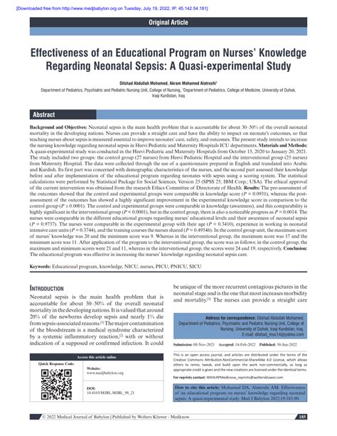 Pdf Effectiveness Of An Educational Program On Nurses Knowledge