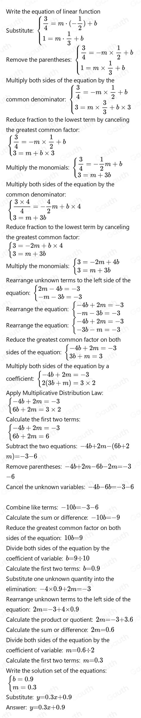 Solved Determine The Linear Function Whose Graph Passes Through Two