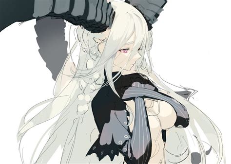 Anime Character With White Hair And Black Clothes Minh Họa Nhân Vật