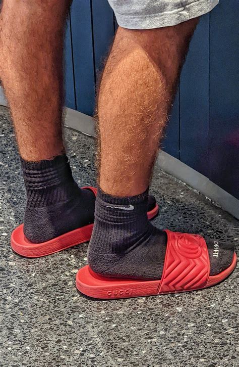 Pin On Men Slides And Socks In 2024 Socks And Slides Hairy Legs Guys