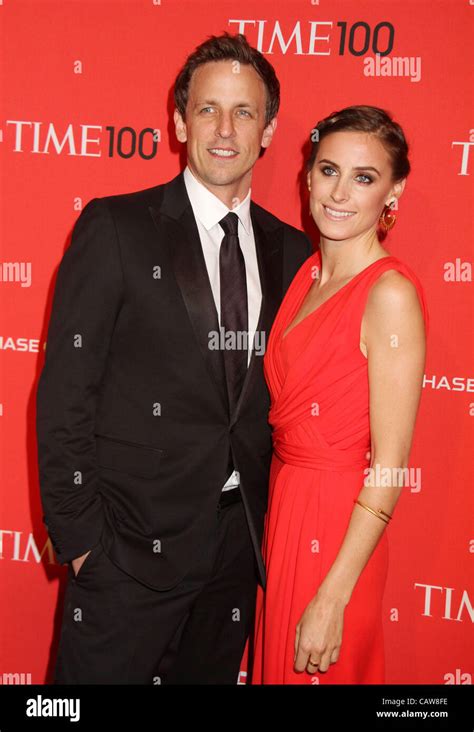 April 24 2012 New York New York Us Actor Seth Meyers And Wife