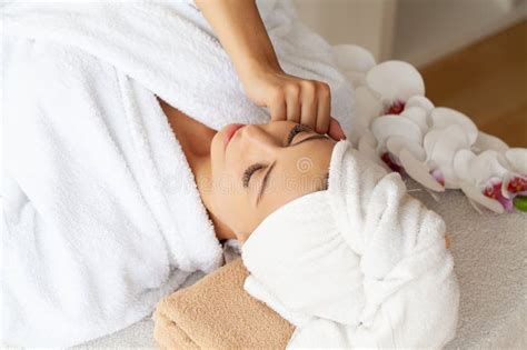 Woman Getting Spa Massage Treatment At Beauty Spa Salon Stock Image