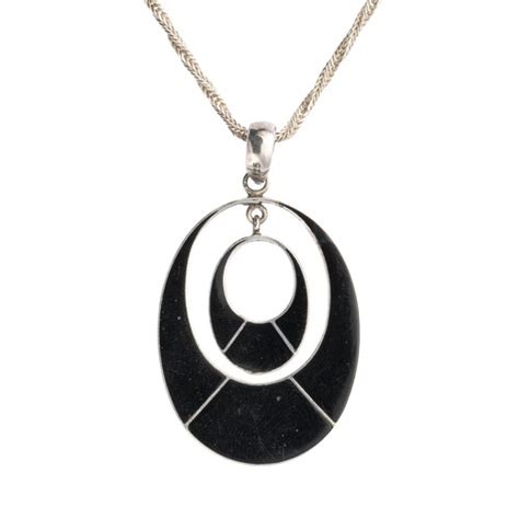 A Silver Onyx Loop Pendant