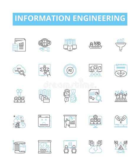 information engineering vector line icons set information engineering