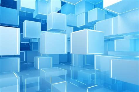 Abstract Blue Cubes Background 3d Render Illustration Square Format Premium Ai Generated Image