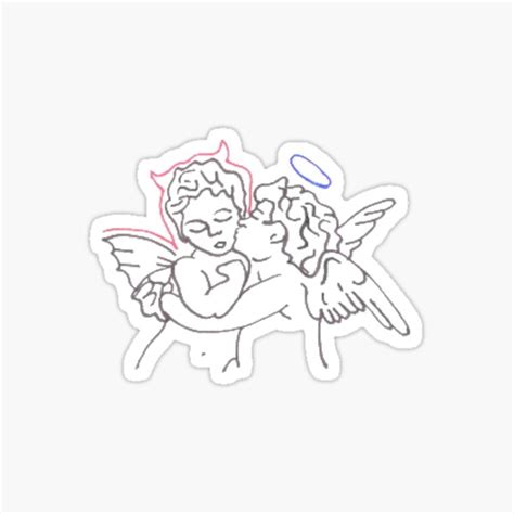 Two Angels Sticker For Sale By Krissartshop Redbubble