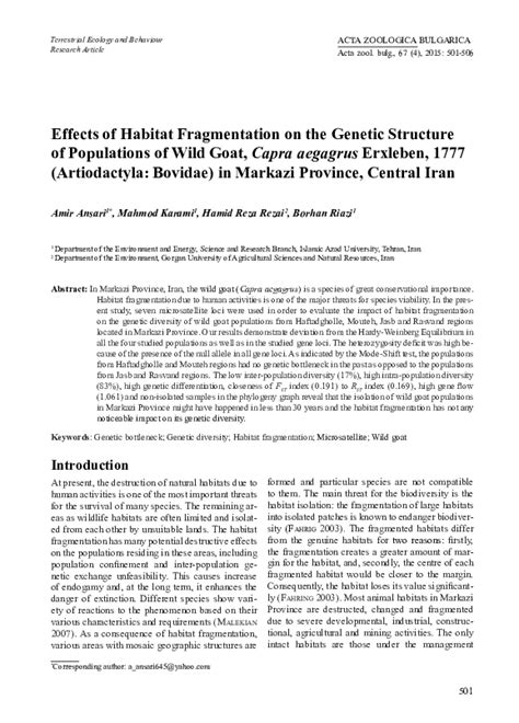 Pdf Effects Of Habitat Fragmentation On The Genetic Structure Of